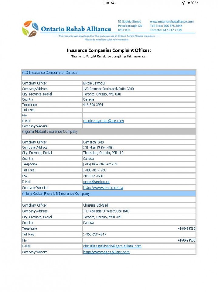 Ontario Rehab Alliance - Catalog